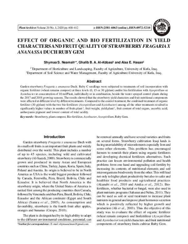 (PDF) Effect of Organic and Bio Fertilization in Yield Characters and ...