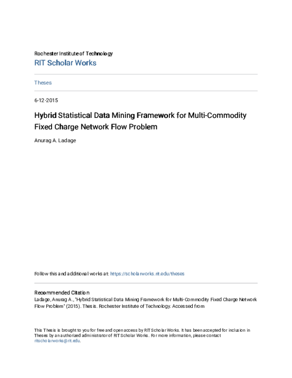 (PDF) Hybrid Statistical Data Mining Framework for Multi-Commodity Fixed Charge Network Flow Problem