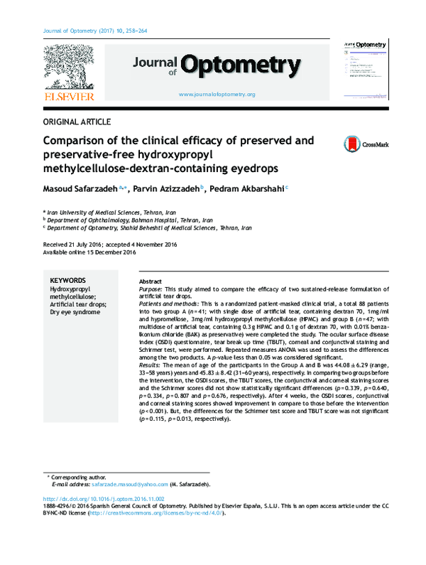 (PDF) Comparison of the clinical efficacy of preserved and preservative ...