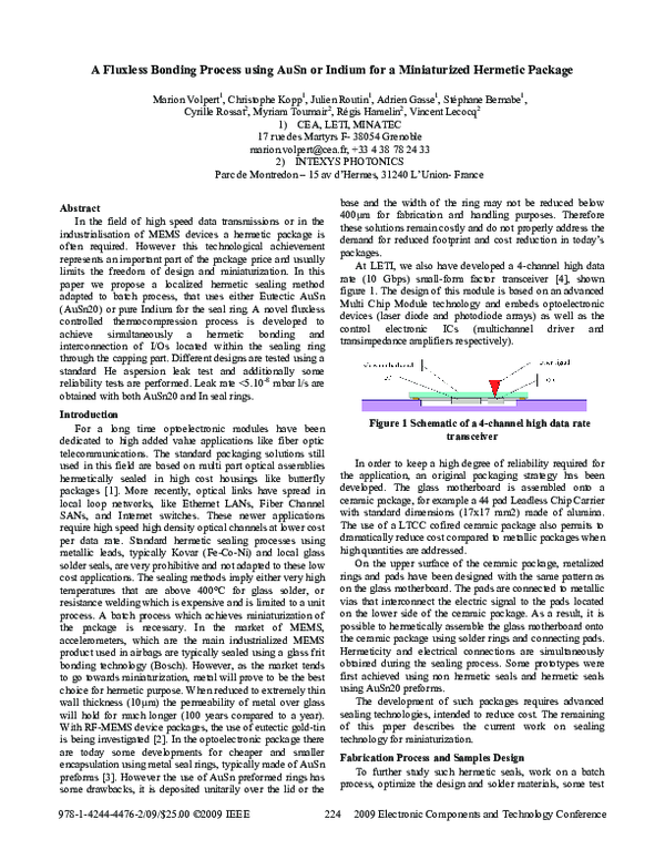 (PDF) A fluxless bonding process using AuSn or Indium for a ...