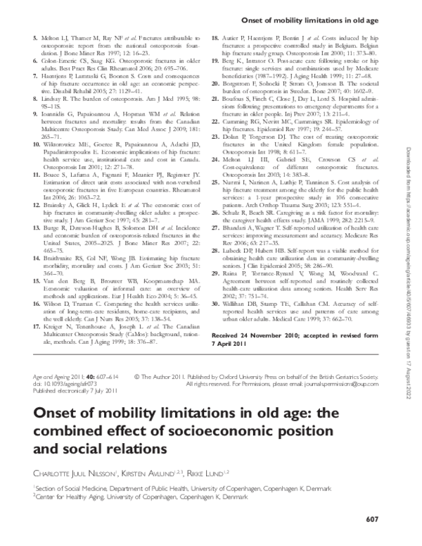 (PDF) Onset of mobility limitations in old age: the combined effect of ...