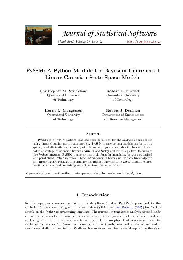 (PDF) PySSM: APythonModule for Bayesian Inference of Linear Gaussian State Space Models