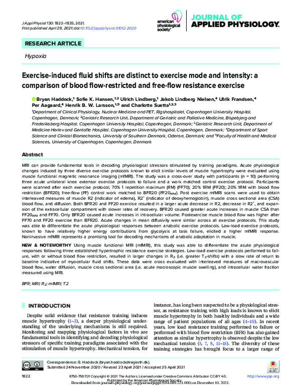 (PDF) Exercise Induced Fluid Shifts are Distinct to Exercise Mode and ...