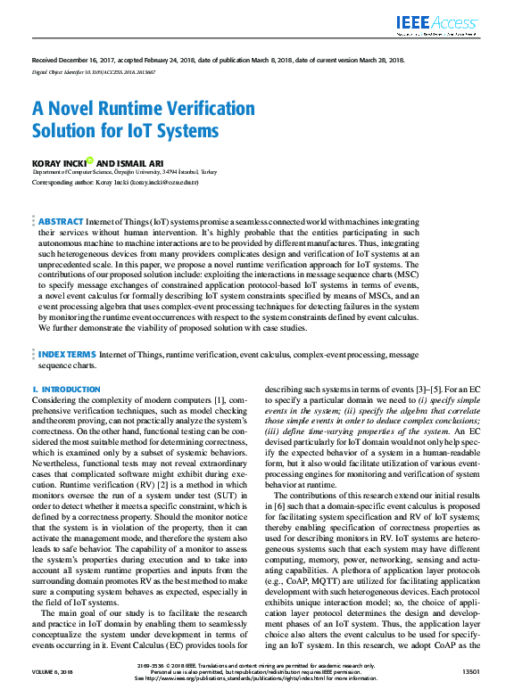 (PDF) Runtime Verification for Heterogeneous IoT Systems