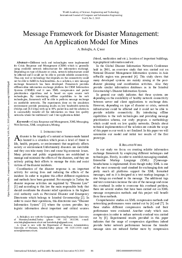 (PDF) Message Framework For Disaster Management: An Application Model ...