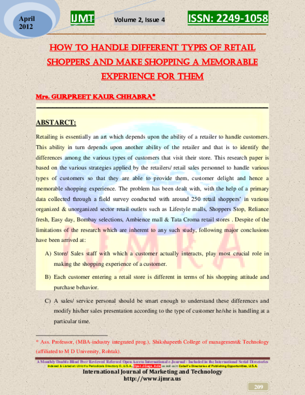 (PDF) How to handle different types of retail shoppers and make ...