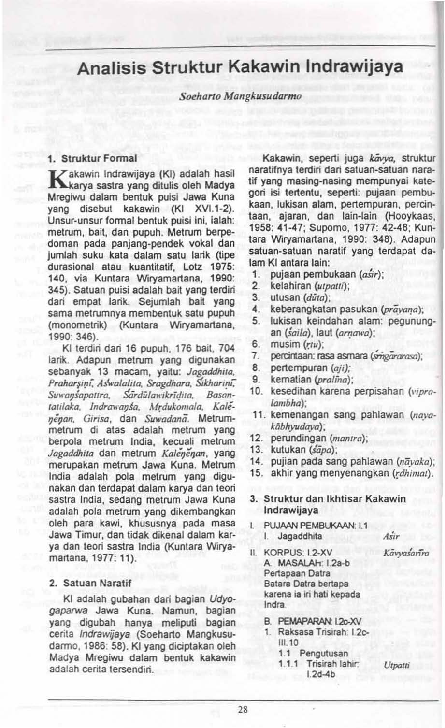 (PDF) Analisis Struktur Kakawin Indrawijaya | Soeharto Mangkusudarmo ...