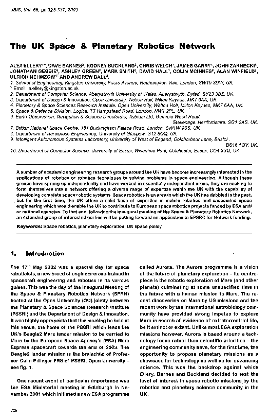 (PDF) The UK space & planetary robotics network