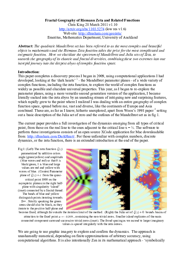 (PDF) Fractal Geography of Riemann Zeta and Related Functions