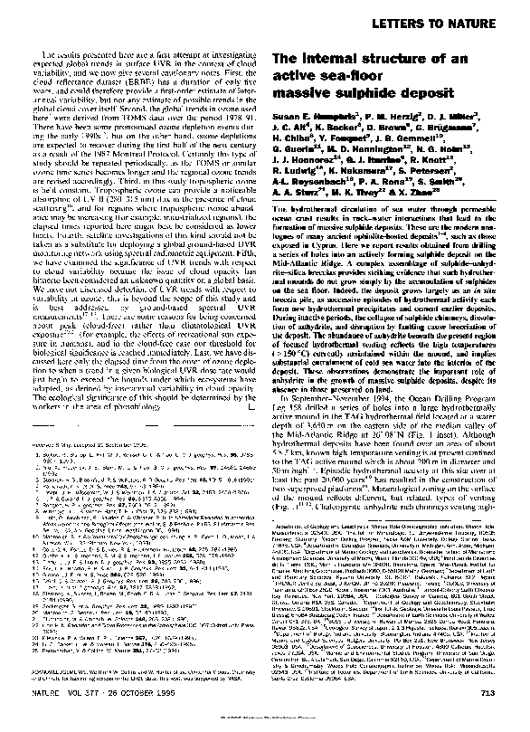 (PDF) The internal structure of an active sea-floor massive sulphide ...