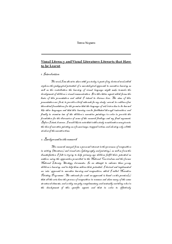 (PDF) Visual Literacy and Visual Literature: Literarts that Have to be ...