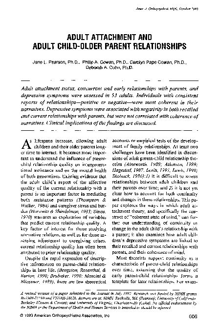 (PDF) Adult attachment and adult child-older parent relationships