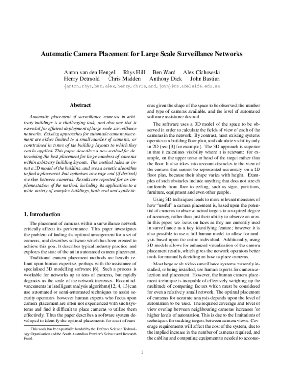 (PDF) Automatic camera placement for large scale surveillance networks