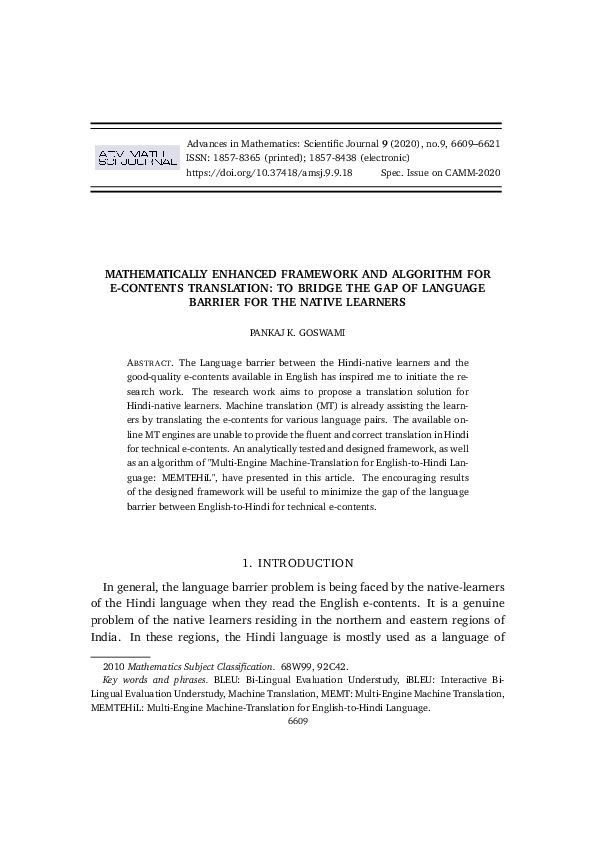 (PDF) Framework for Enhanced English-Hindi Translation