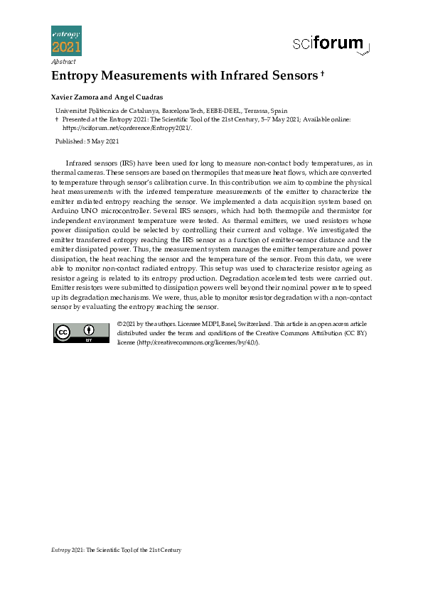 (PDF) Entropy Measurements with Infrared Sensors