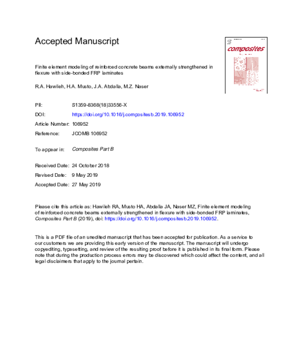 Pdf Finite Element Modeling Of Reinforced Concrete Beam Column