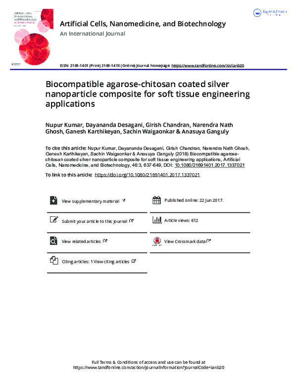 Biocompatible agarose-chitosan coated silver nanoparticle composite for ...