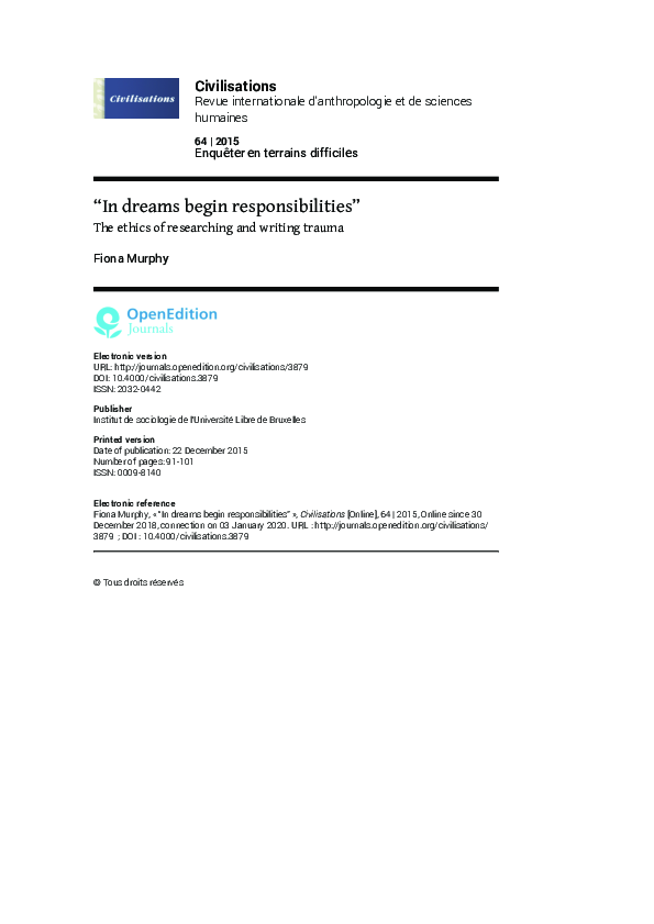 (PDF) “In dreams begin responsibilities”