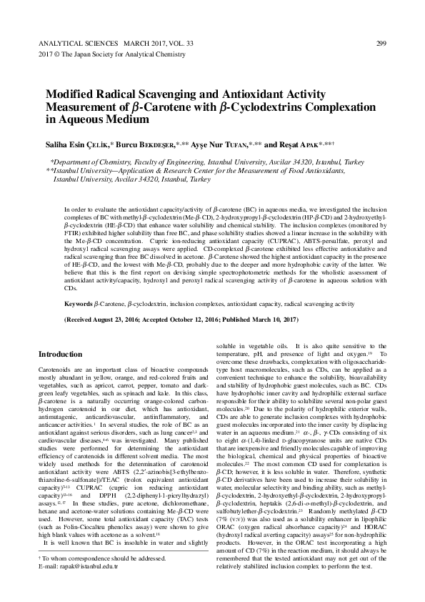 (PDF) Modified Radical Scavenging and Antioxidant Activity Measurement ...