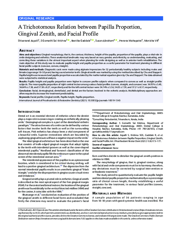 (PDF) A Trichotomous Relation between Papilla Proportion, Gingival ...