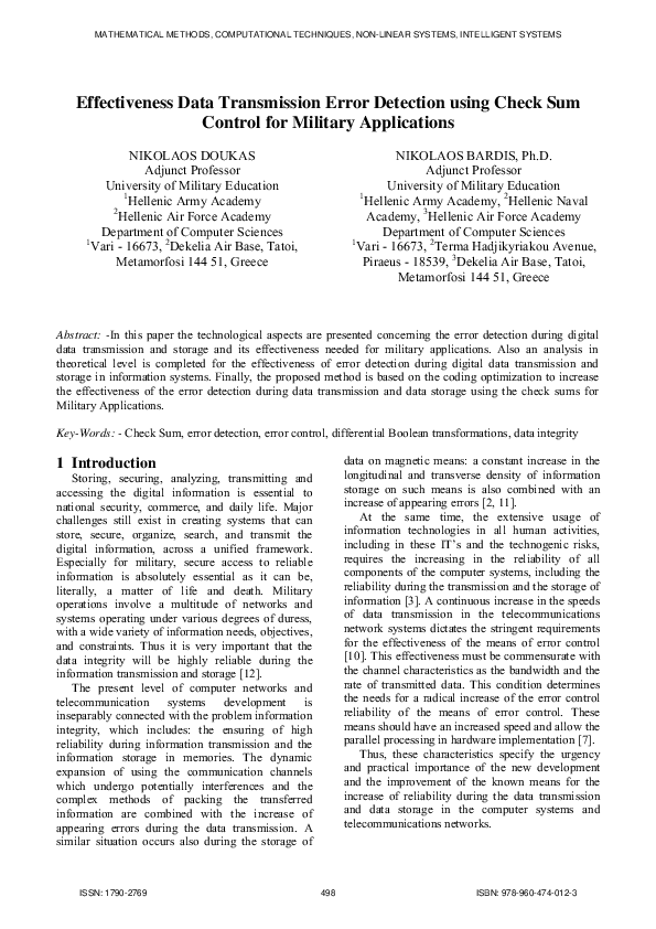 Effectiveness Data Transmission Error Detection Using Check Sum Control 8851
