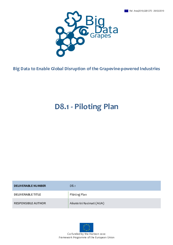 (PDF) BigDataGrapes D8.1 - Piloting Plan