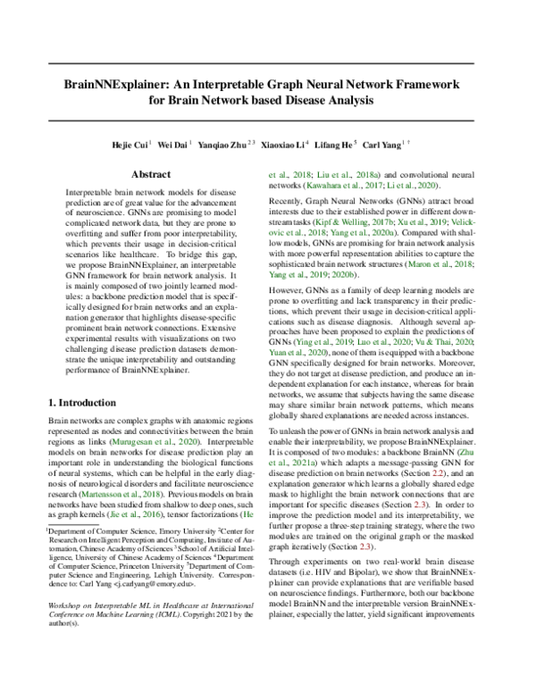 (PDF) BrainNNExplainer: An Interpretable Graph Neural Network Framework for Brain Network based ...