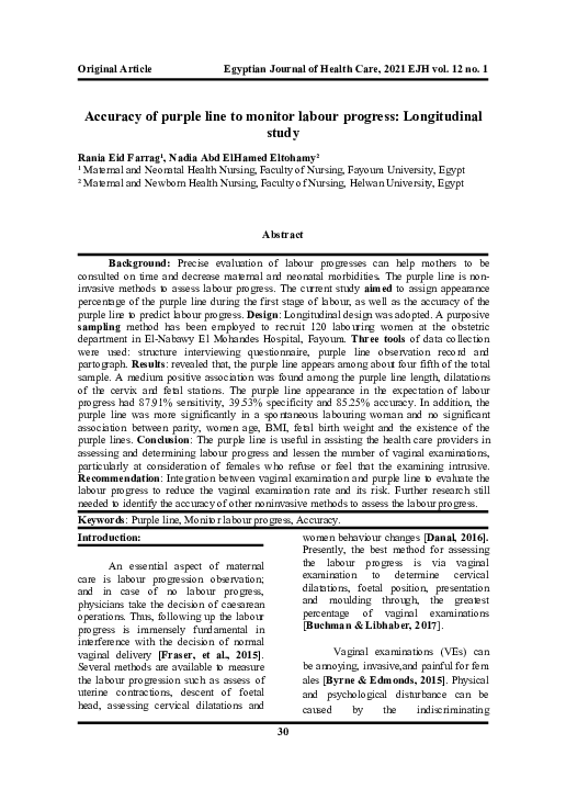 (PDF) Accuracy of purple line to monitor labour progress: Longitudinal ...