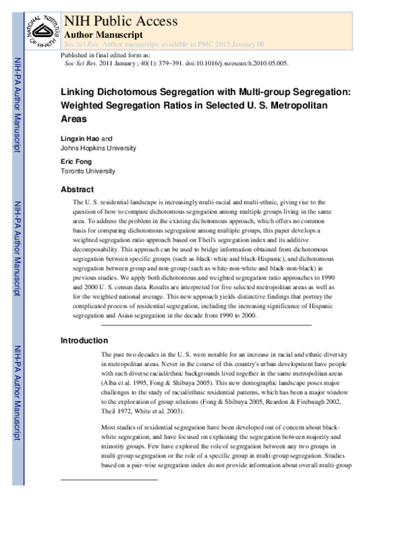 (PDF) Linking dichotomous segregation with multi-group segregation ...