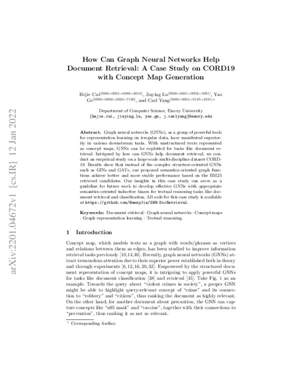 (PDF) How Can Graph Neural Networks Help Document Retrieval: A Case Study on CORD19 with Concept ...