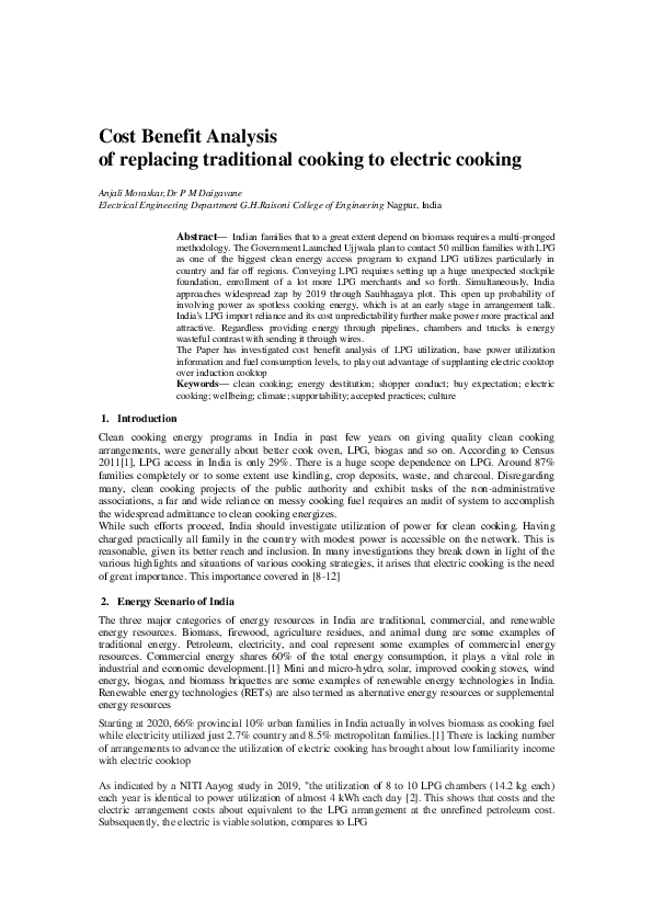(PDF) Analysis &Design of Technical Feasibility of Electric Cooking for ...