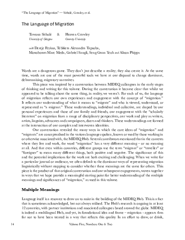 (PDF) The Language of Migration