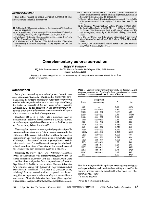 (PDF) Complementary colors: correction