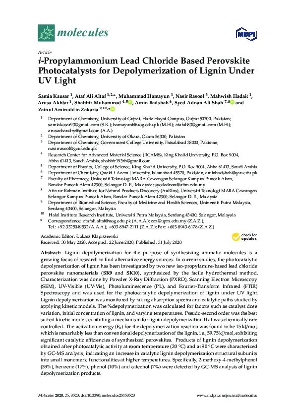 (PDF) i-Propylammonium Lead Chloride Based Perovskite Photocatalysts ...
