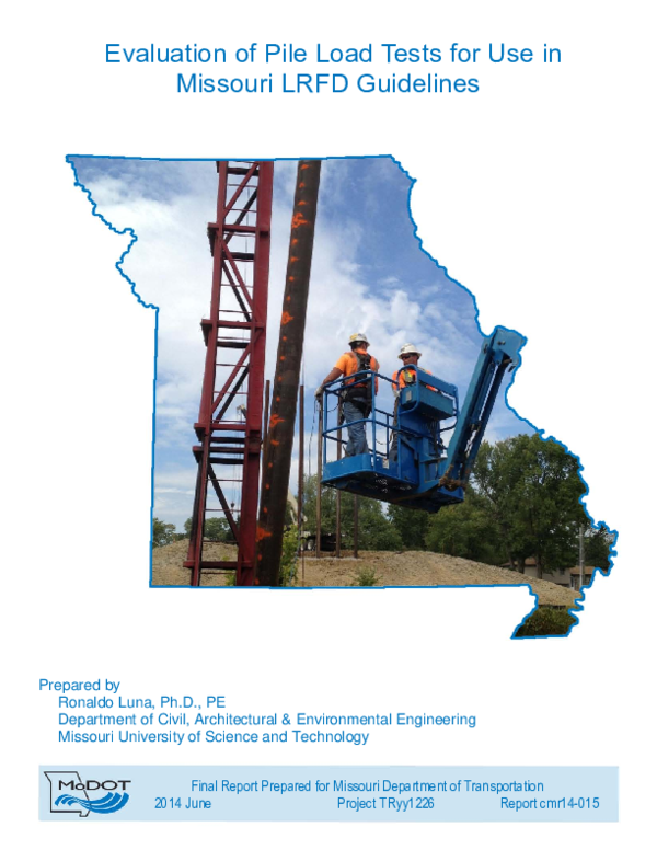 (PDF) Evaluation of Pile Load Tests for Use in Missouri LRFD Guidelines