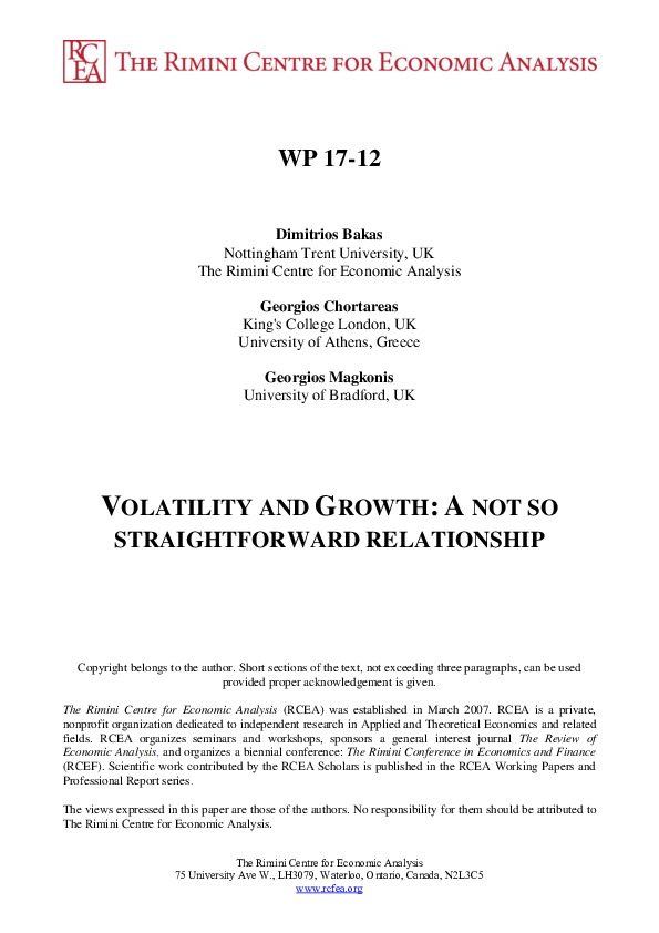 (PDF) Volatility and growth: a not so straightforward relationship