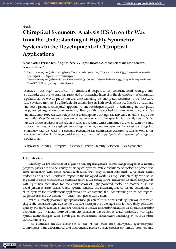 (PDF) Chiroptical Symmetry Analysis (CSA): on the Way from the ...