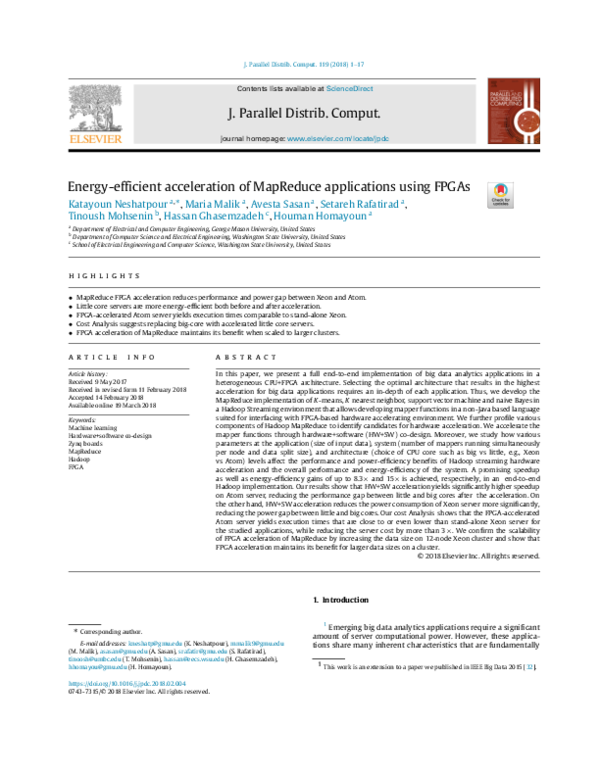 (PDF) Energy-efficient acceleration of MapReduce applications using FPGAs