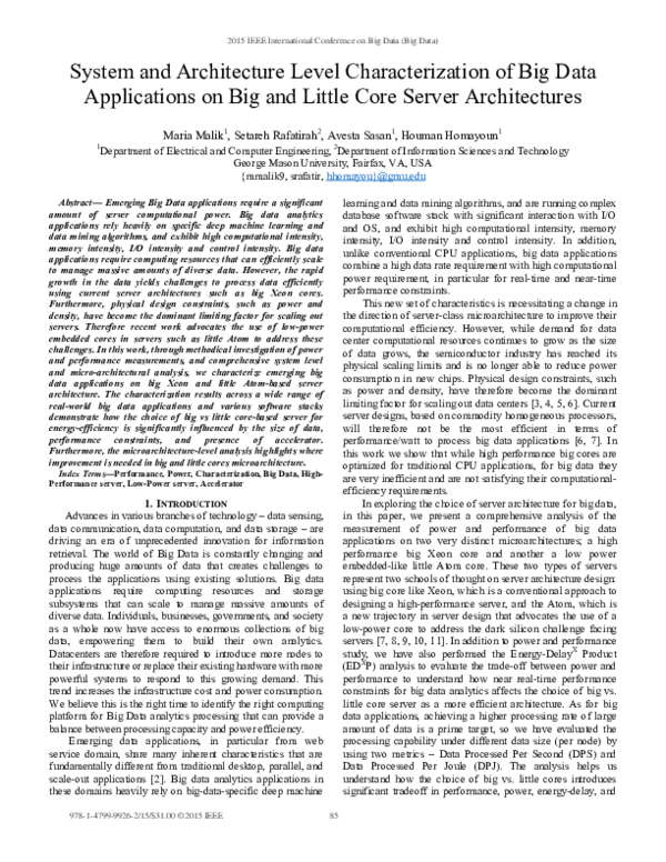 (PDF) System and architecture level characterization of big data ...