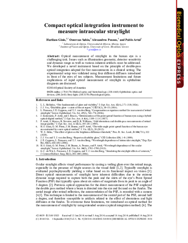(PDF) Compact optical integration instrument to measure intraocular ...