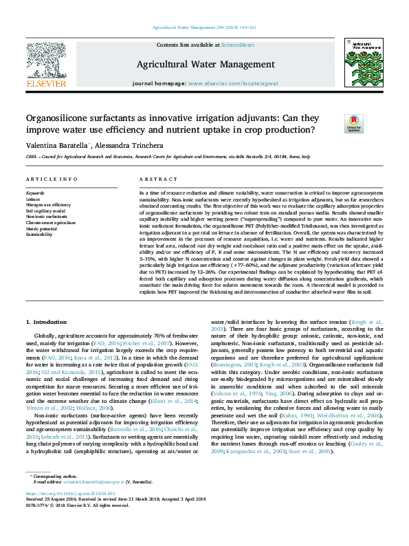 (PDF) Organosilicone surfactants as innovative irrigation adjuvants ...