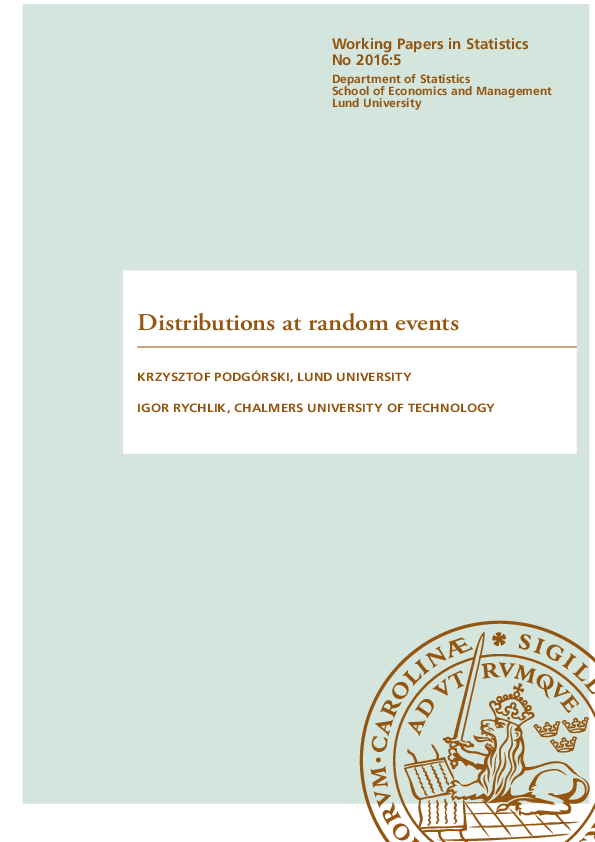 (PDF) Distributions at random events Working Papers in Statistics ...