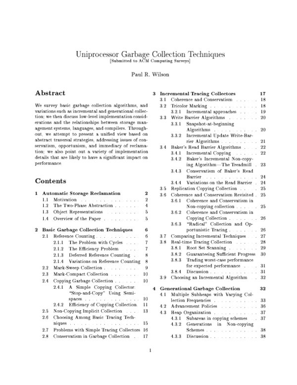 (PDF) Uniprocessor garbage collection techniques