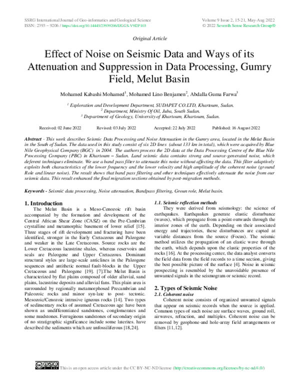 (PDF) Effect of Noise on Seismic Data and Ways of its Attenuation and Suppression in Data ...