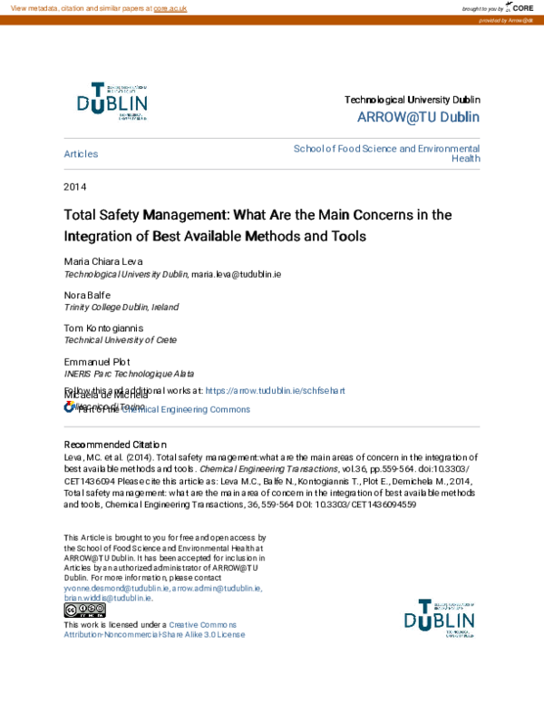 (PDF) Total Safety Management: What Are the Main Concerns in the ...