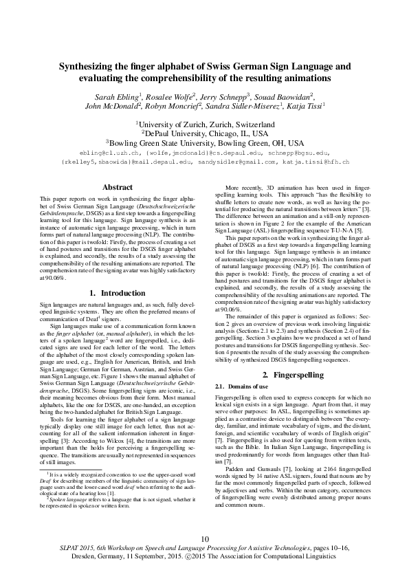 (PDF) Synthesizing the finger alphabet of Swiss German Sign Language ...
