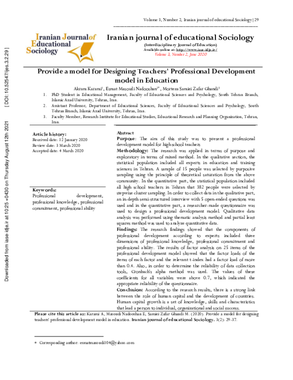 (PDF) Provide a Model for Designing Teachers' Professional Development ...