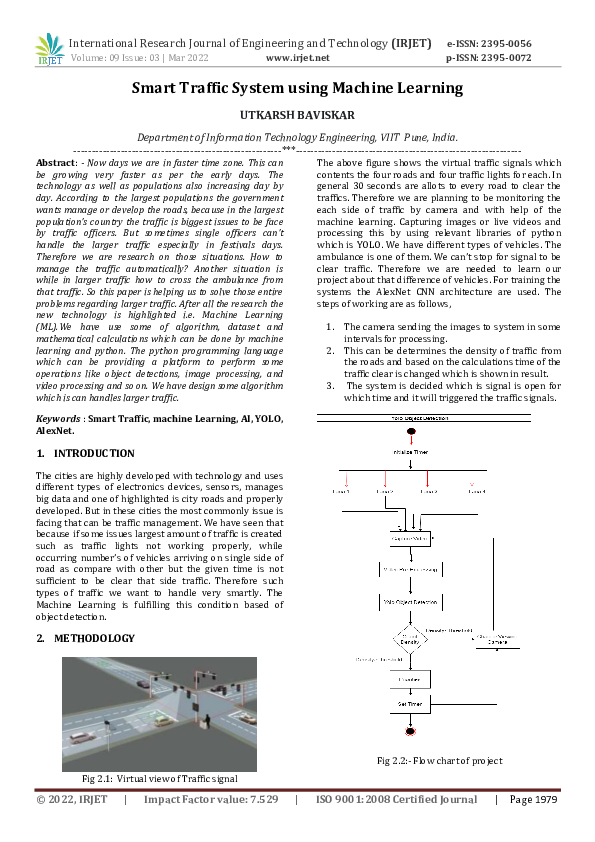 (PDF) Smart Traffic System using Machine Learning