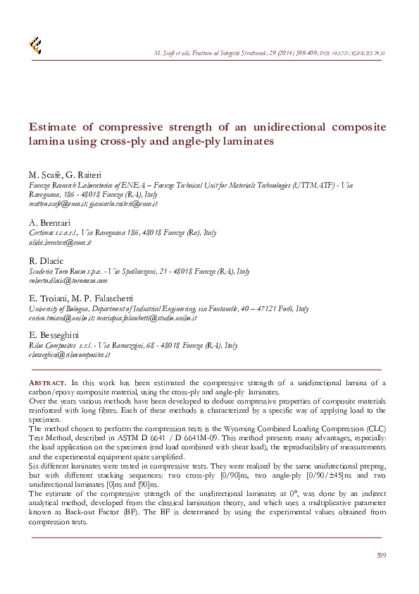(PDF) Estimate of compressive strength of an unidirectional composite lamina using cross-ply and ...