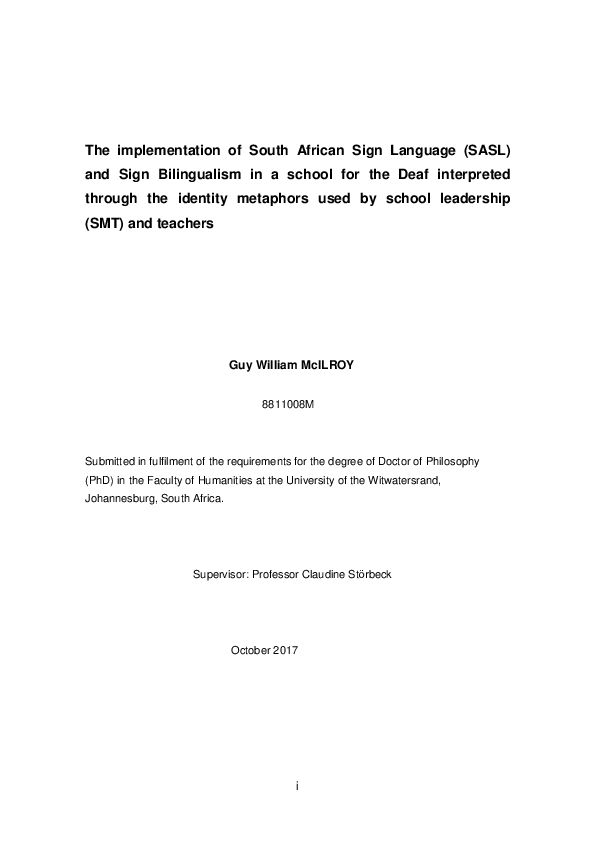 (PDF) The implementation of South African sign language (SASL) and sign ...